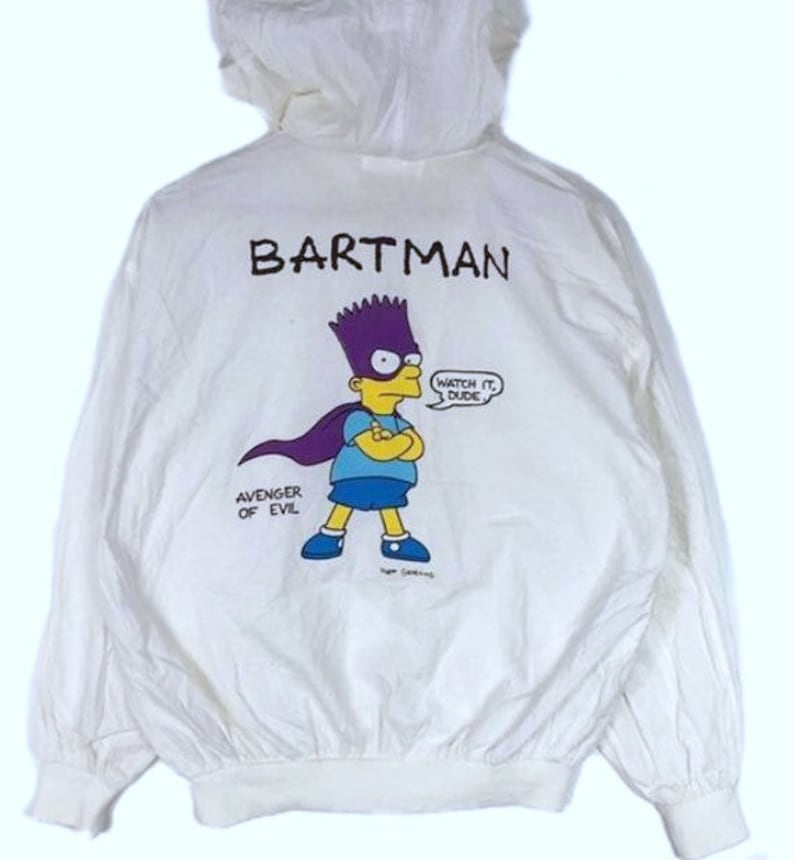 Vintage 1991 the Simpsons Hoodies Zipper Bomber Light Jacket Bart ...