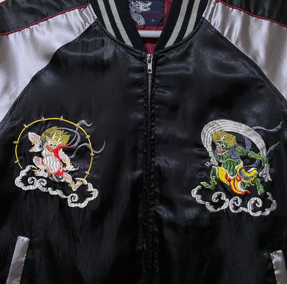 Vintage Souvenir Sukajan Satin Yokosuka Embroidery Souvenir Jacket ...