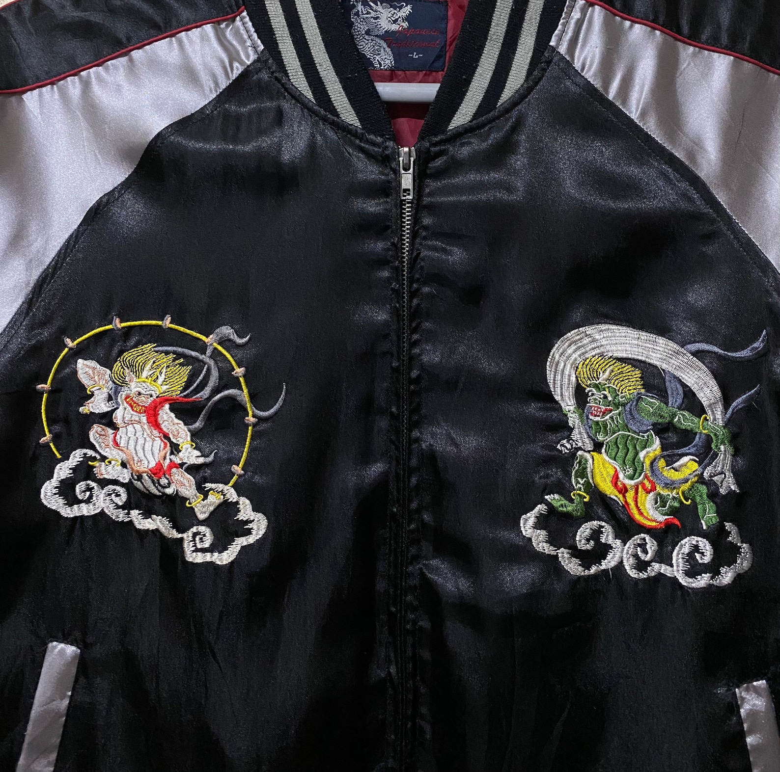 Vintage Souvenir Sukajan Satin Yokosuka Embroidery Souvenir Jacket ...