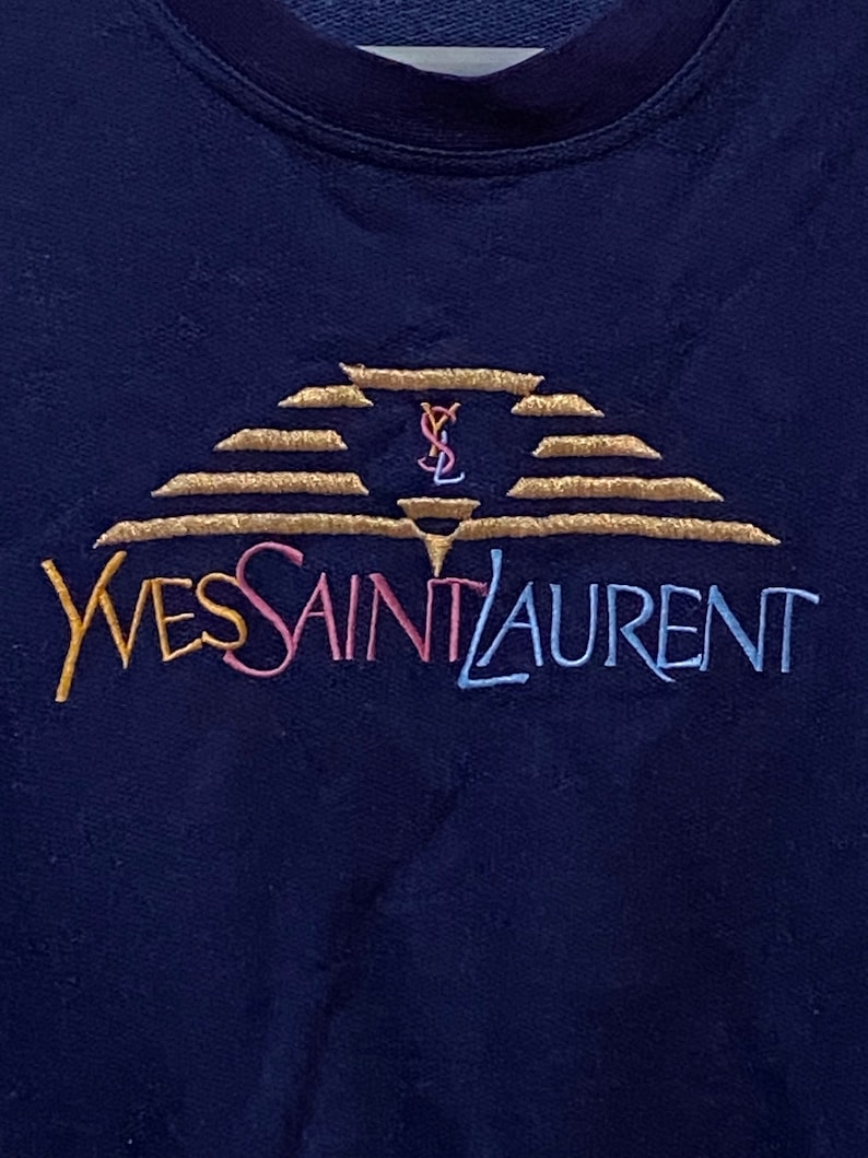 Vintage Yves Saint Laurent Embroidery Big Logo Sweatshirt M Size - Etsy