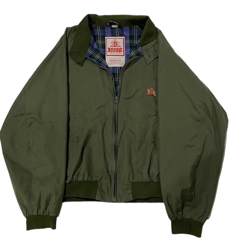 Vintage Limited Edition 80s G9 Baracuta Harrington Jacket Made in England Cotton Army Green ...