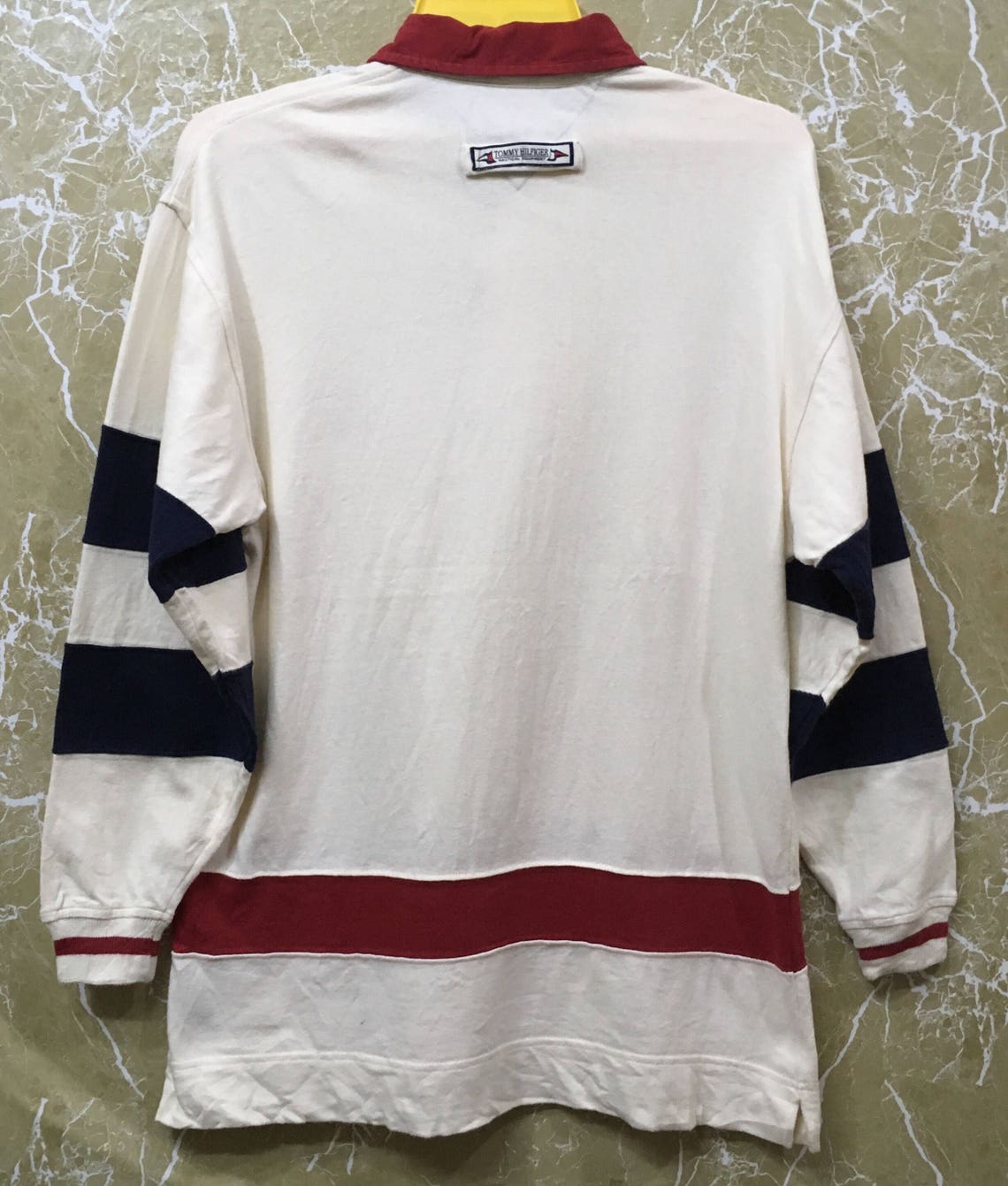 Vintage 90s Tommy Hilfiger Rugby Shirt Spell Out Big Logo Shirt Long ...
