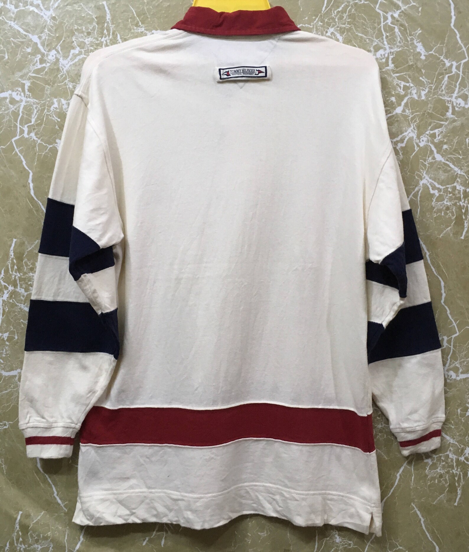 Vintage 90s Tommy Hilfiger Rugby Shirt Spell Out Big Logo Shirt Long ...