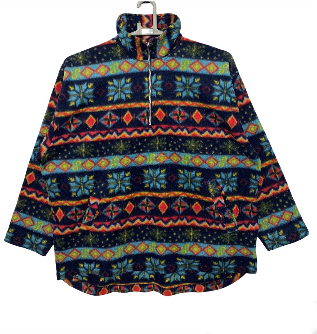 Vintage Aztec Chimayo Hyper Colour Fleece Half Zipper Large Size - Etsy