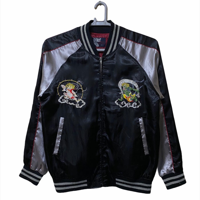 Vintage Souvenir Sukajan Satin Yokosuka Embroidery Souvenir Jacket ...