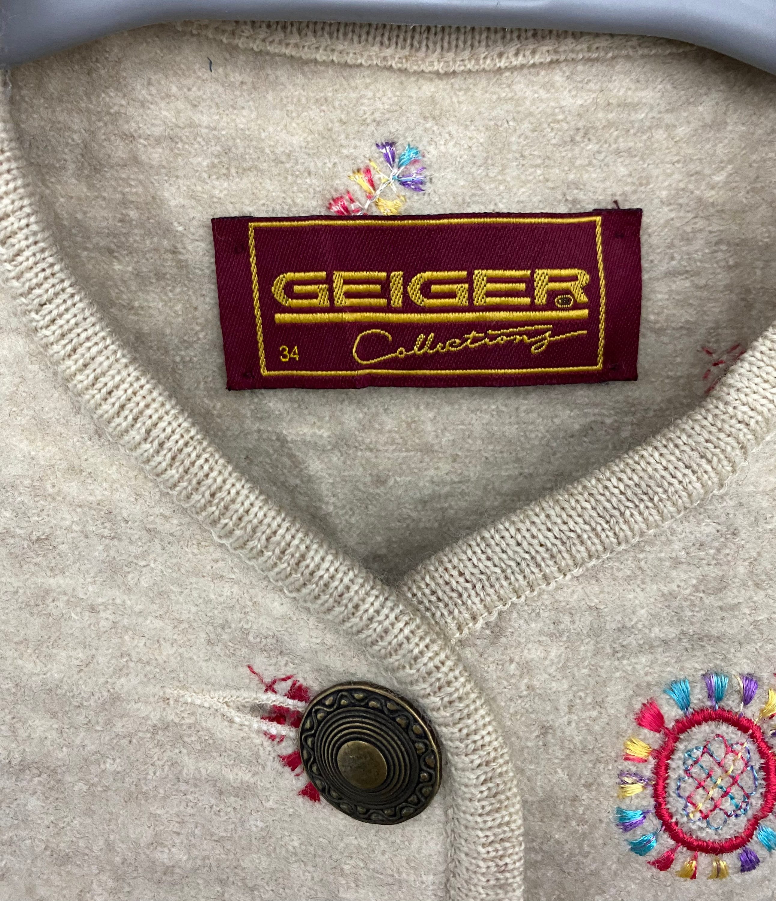 Vintage Geiger Collection Women Cream Wool Embroidery Made in Austria ...