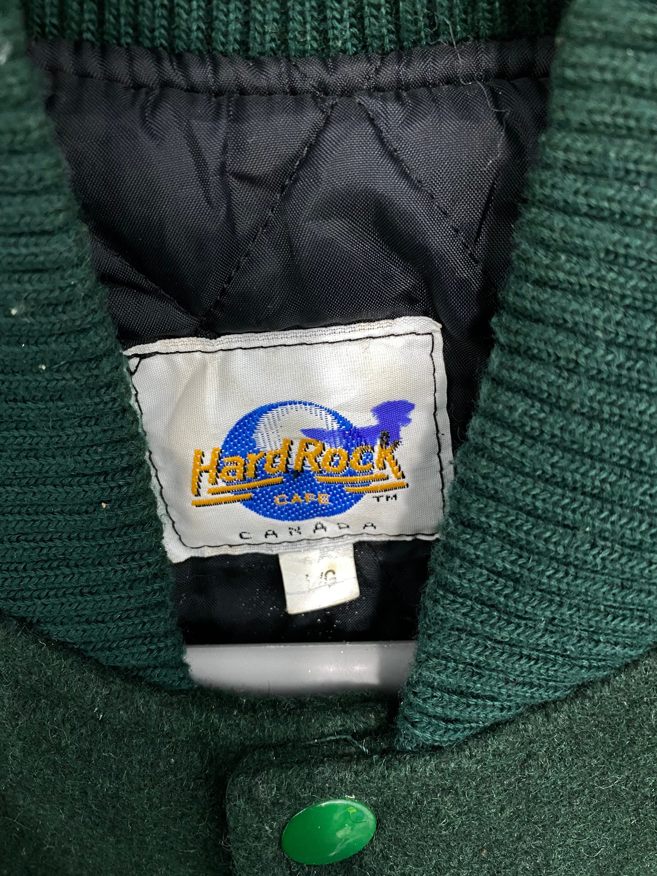 Vintage Hard Rock Cafe Banff Canada Varsity Leather Sleeve Large Size ...