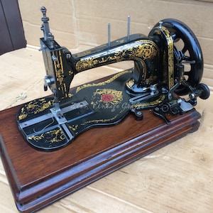 Sellers Fiddle Base Hand Crank Antique Sewing Machine , Retro Sewing ...