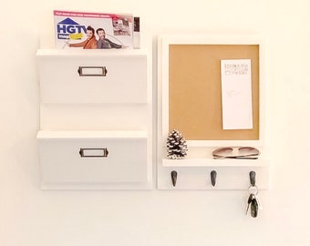 Cork Board Bulletin Board Organizer Shelf Wood Framed | Etsy