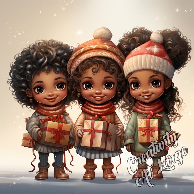 Joyful Holidays Illustrated African American Families SVG - Etsy