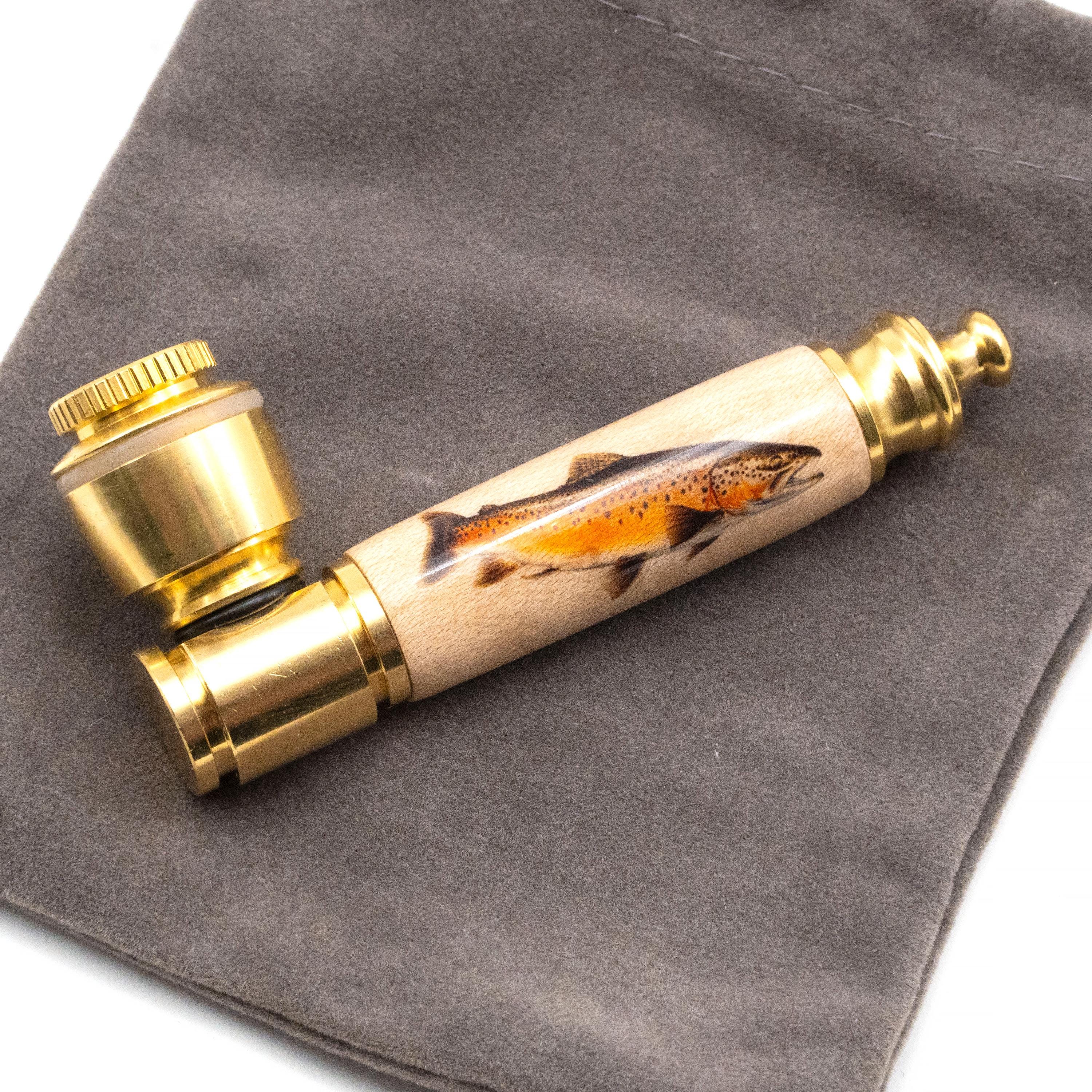 Fly Fishing Curly Maple Trout Smoking Brass Gift Pipe - Etsy