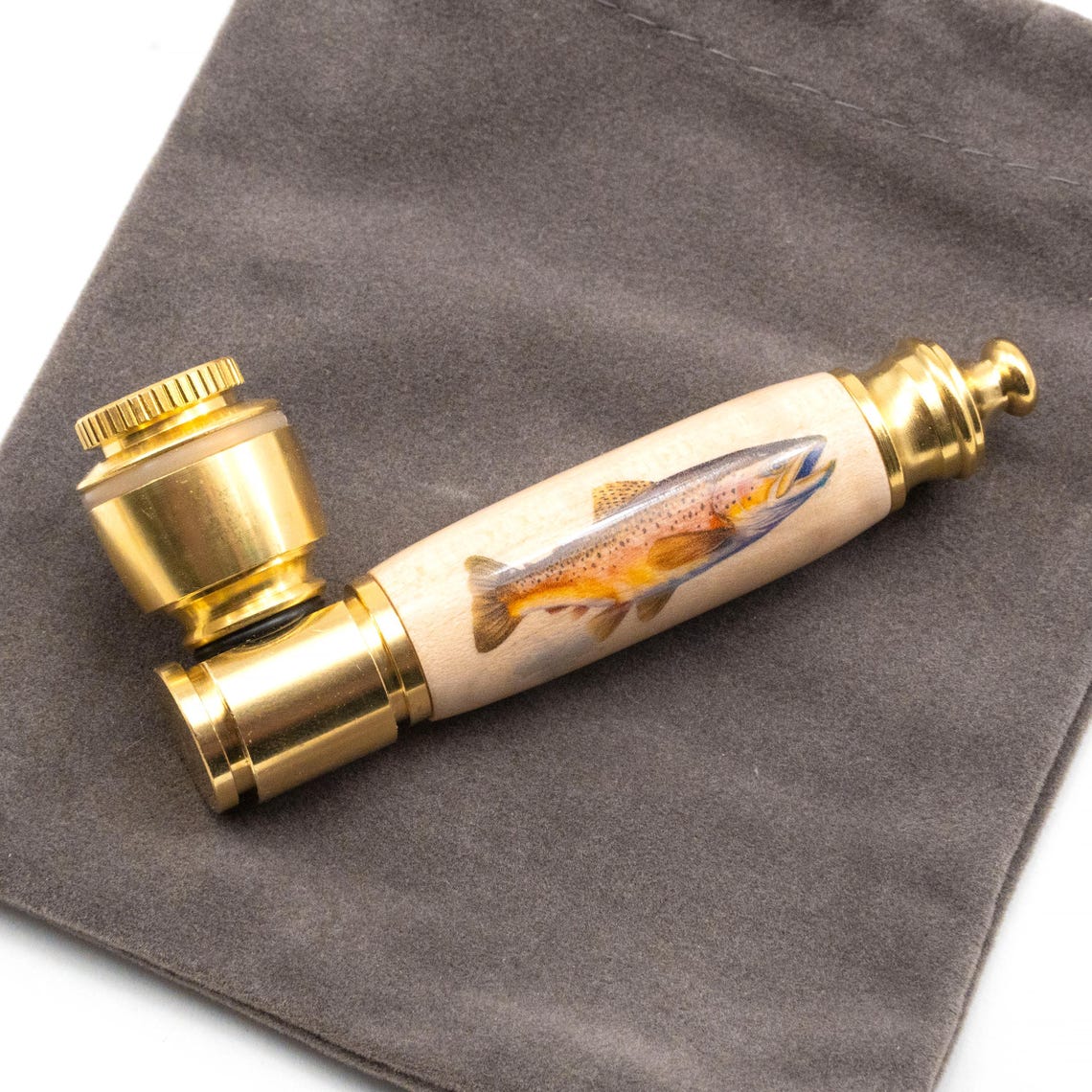 Fly Fishing Curly Maple Trout Smoking Brass Gift Pipe - Etsy