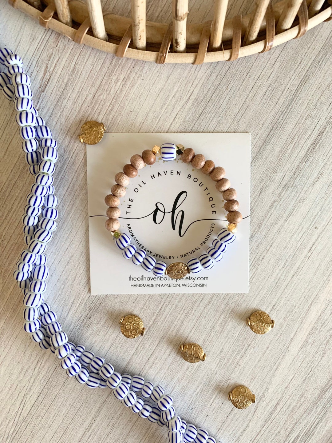 Nautical Gold Diffuser Bracelet ~ Gold and Navy Bracelet ~ Essential ...