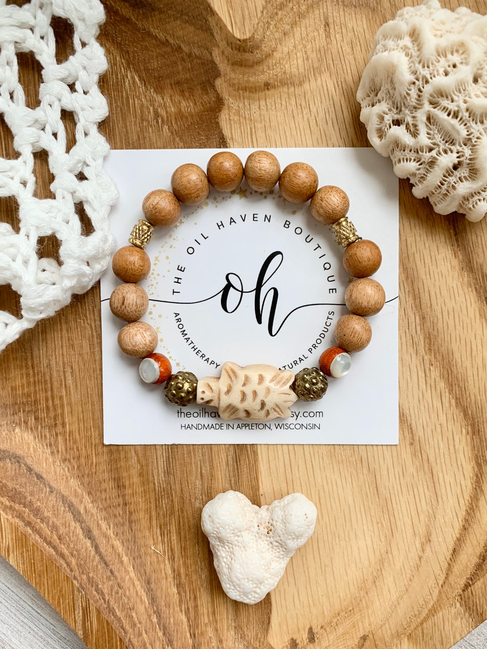 Sea Turtle Bone Bead Bracelet | Mother of Pearl Inlay Diffuser - Etsy