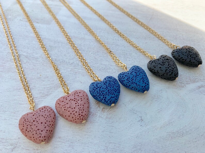 Lava Heart Pendant Necklace on Silver or Gold Chain Diffuser | Etsy