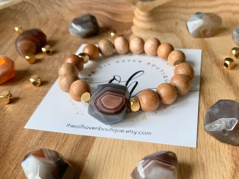 Botswana Agate Diffuser Bracelet Essential Oil Diffuser - Etsy