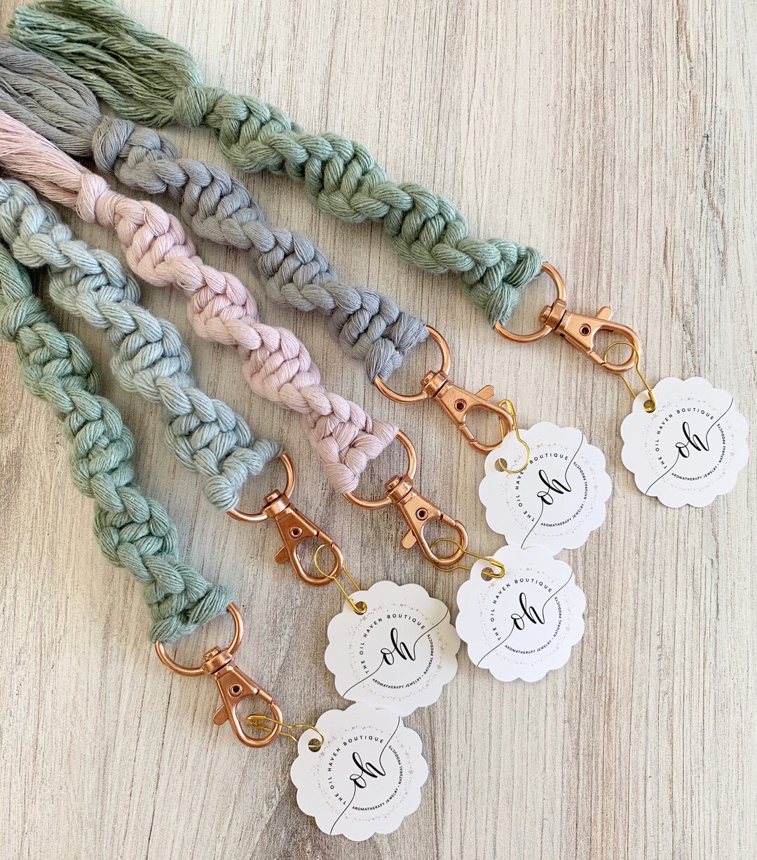 Twisted Macrame Keychain ~ Essential Oil Diffuser ~ Aromatherapy ~ Boho ...