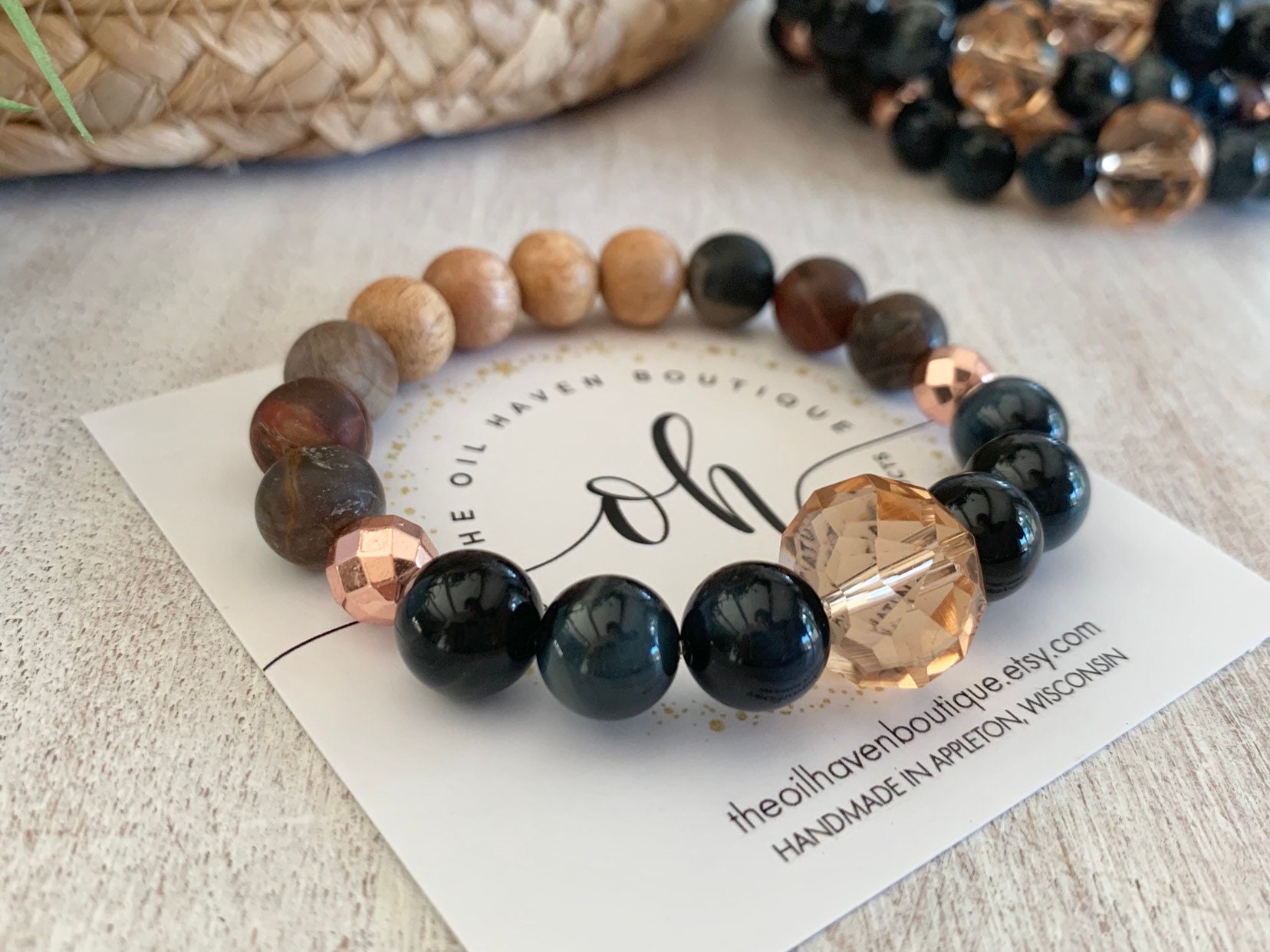 Peach Bling Diffuser Bracelet ~ Essential Oil ~ Aromatherapy ~ Blue ...