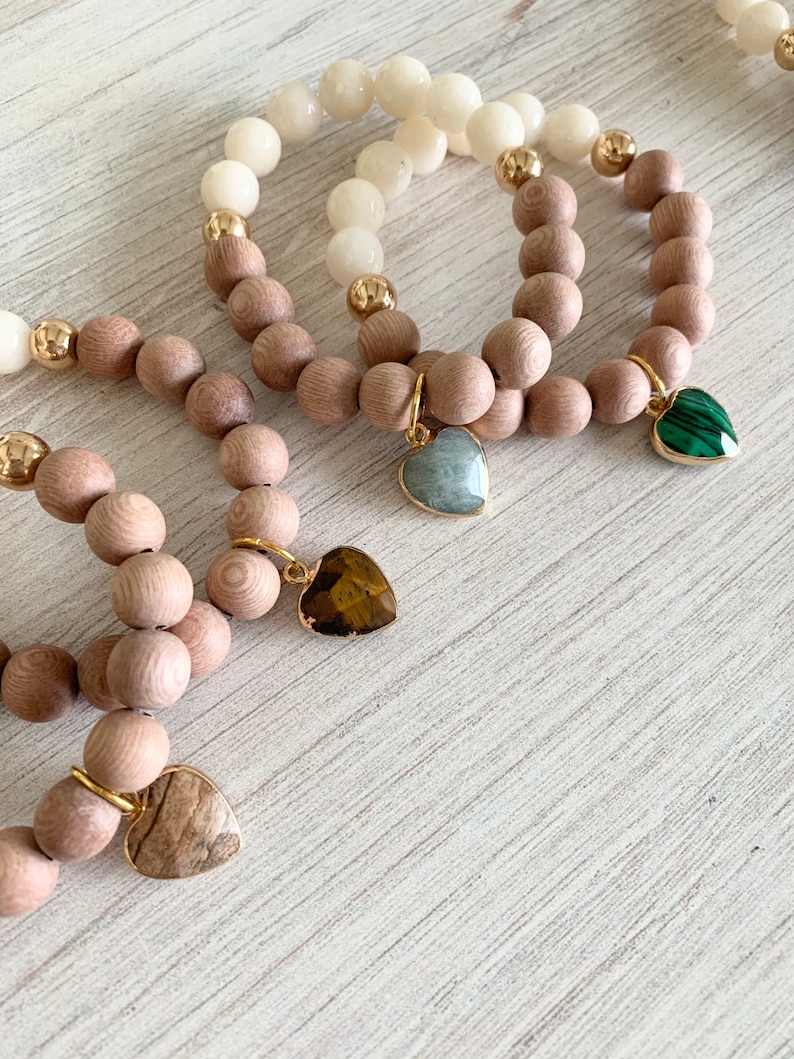 HEARTS Gemstone Heart Diffuser Bracelet Aromatherapy | Etsy
