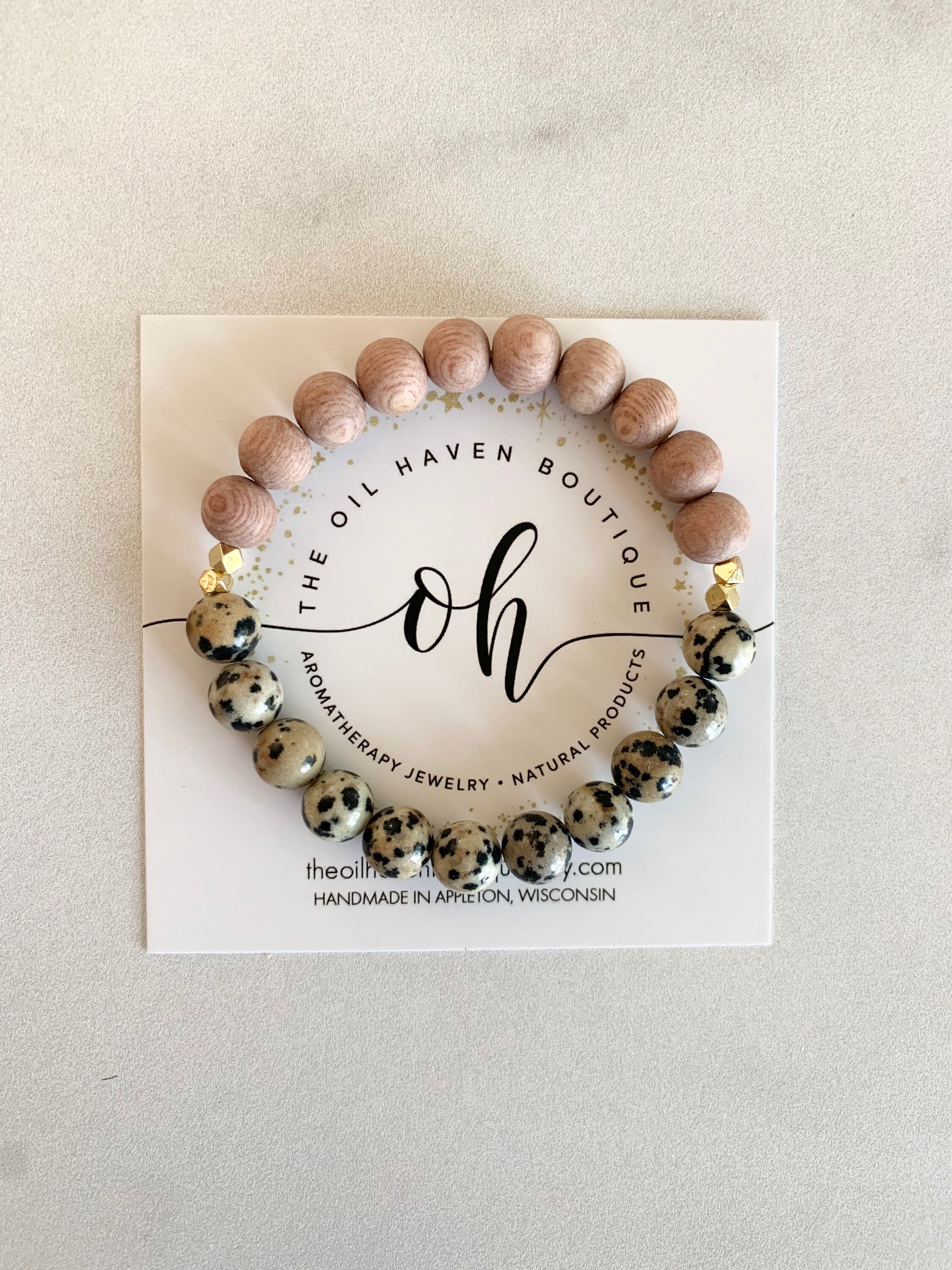 Dalmation Jasper ~ Heart Charm | Diffuser Bracelet ~ Aromatherapy ...