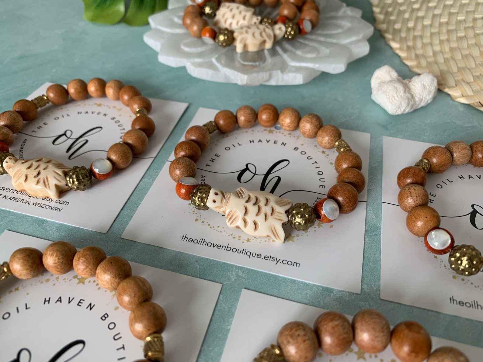 Sea Turtle Bone Bead Bracelet | Mother of Pearl Inlay Diffuser - Etsy