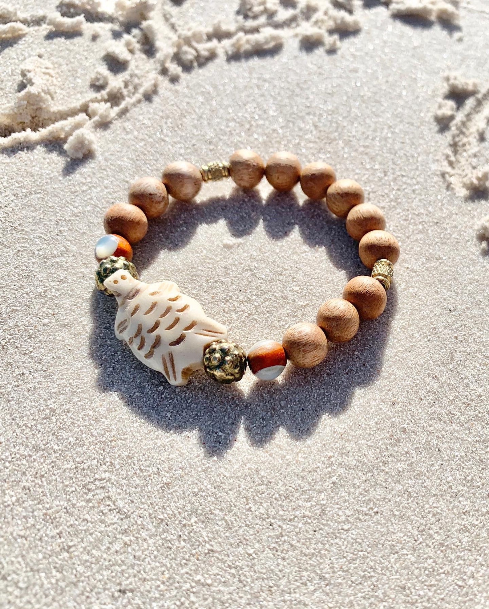 Sea Turtle Bone Bead Bracelet | Mother of Pearl Inlay Diffuser - Etsy