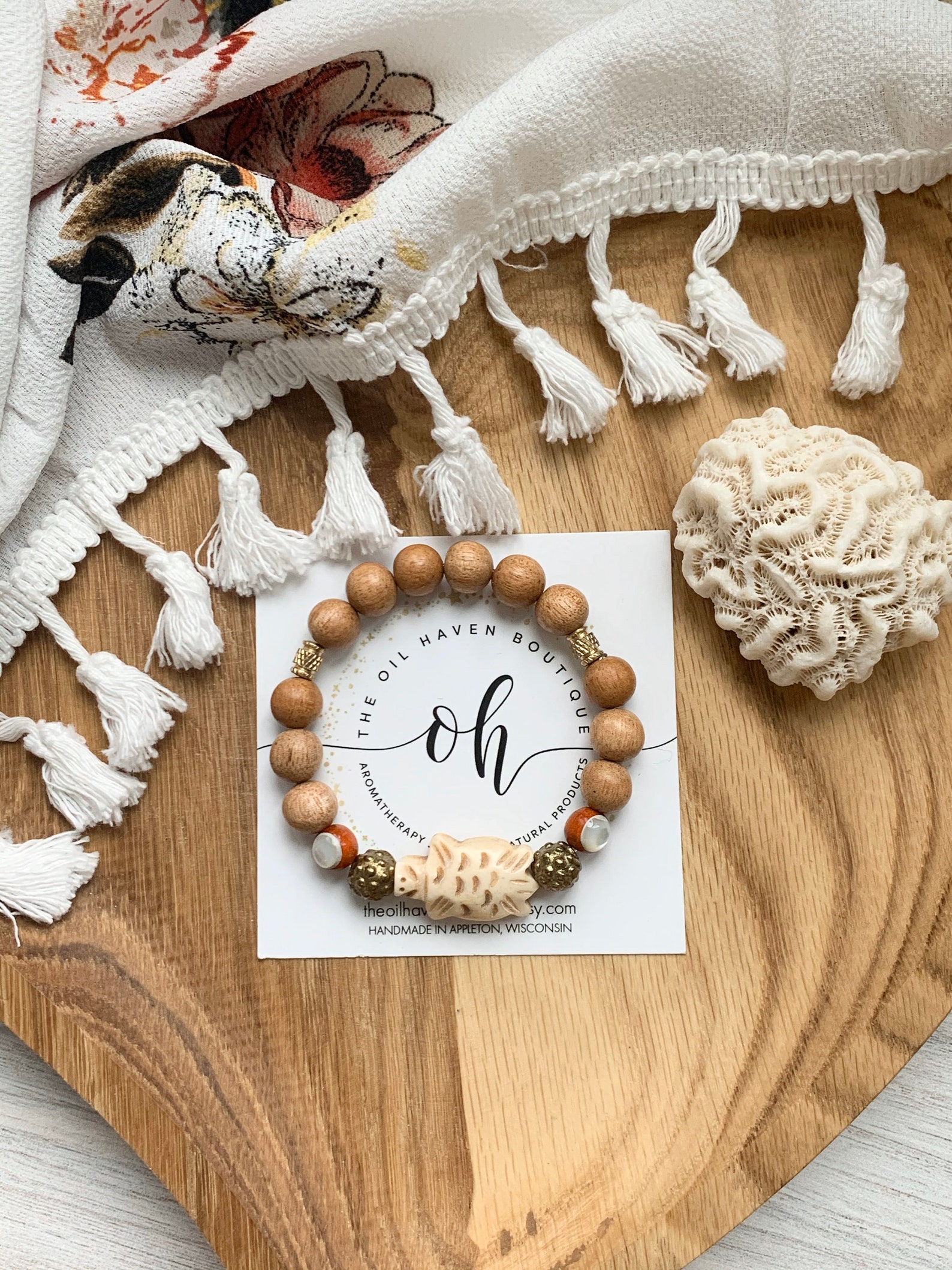 Sea Turtle Bone Bead Bracelet | Mother of Pearl Inlay Diffuser - Etsy