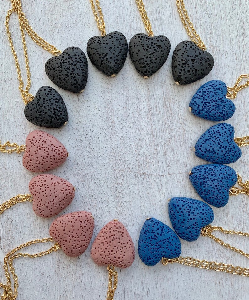 Lava Heart Pendant Necklace on Silver or Gold Chain Diffuser | Etsy