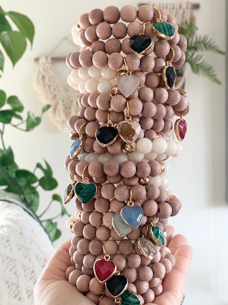 HEARTS Gemstone Heart Diffuser Bracelet Aromatherapy | Etsy