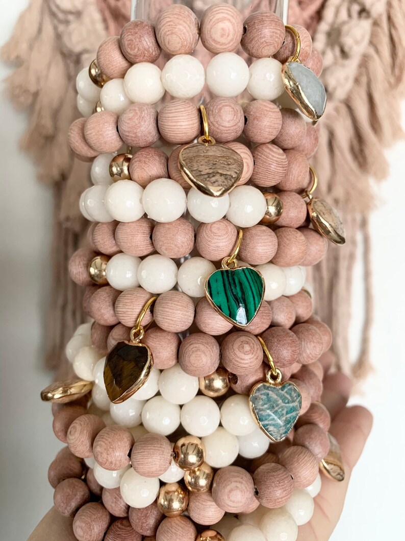 HEARTS Gemstone Heart Diffuser Bracelet Aromatherapy | Etsy