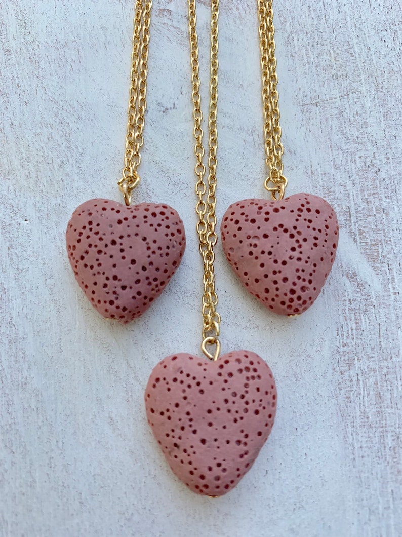 Lava Heart Pendant Necklace on Silver or Gold Chain Diffuser | Etsy