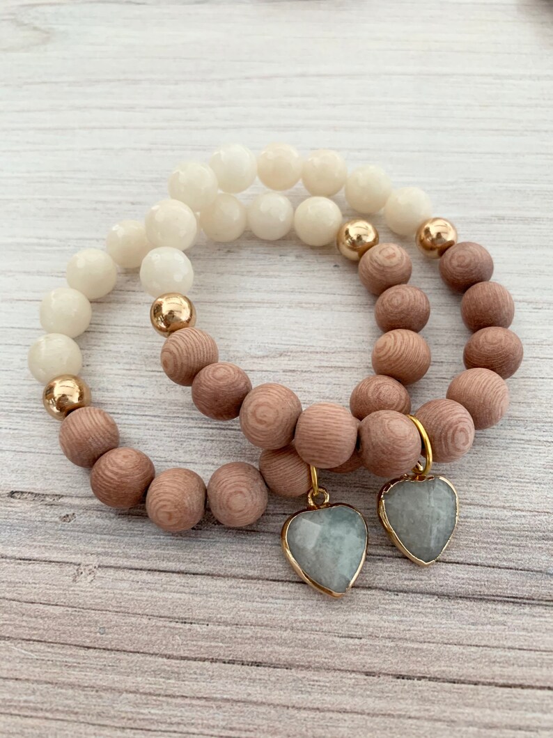 HEARTS Gemstone Heart Diffuser Bracelet Aromatherapy | Etsy