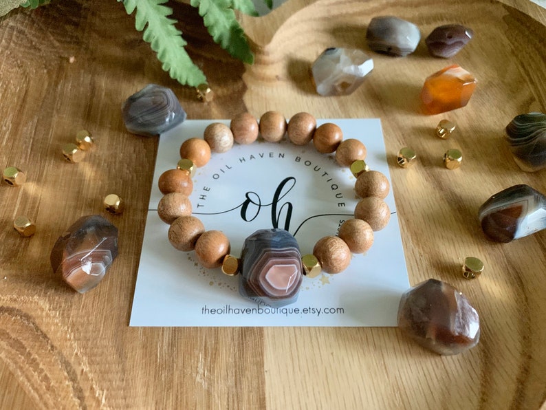 Botswana Agate Diffuser Bracelet Essential Oil Diffuser - Etsy