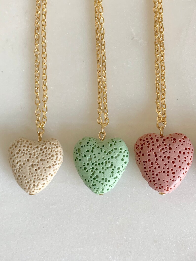 Lava Heart Pendant Necklace on Silver or Gold Chain Diffuser | Etsy