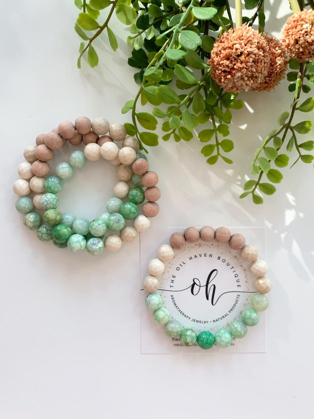 Orange Fire Agate Ombre Essential Oil Diffuser Bracelet Gemstone ...