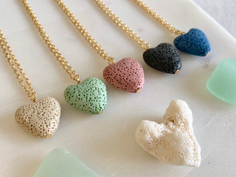Lava Heart Pendant Necklace on Silver or Gold Chain Diffuser | Etsy