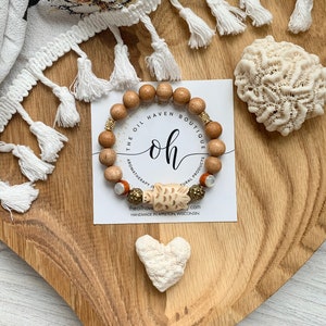 Sea Turtle Bone Bead Bracelet | Mother of Pearl Inlay Diffuser - Etsy