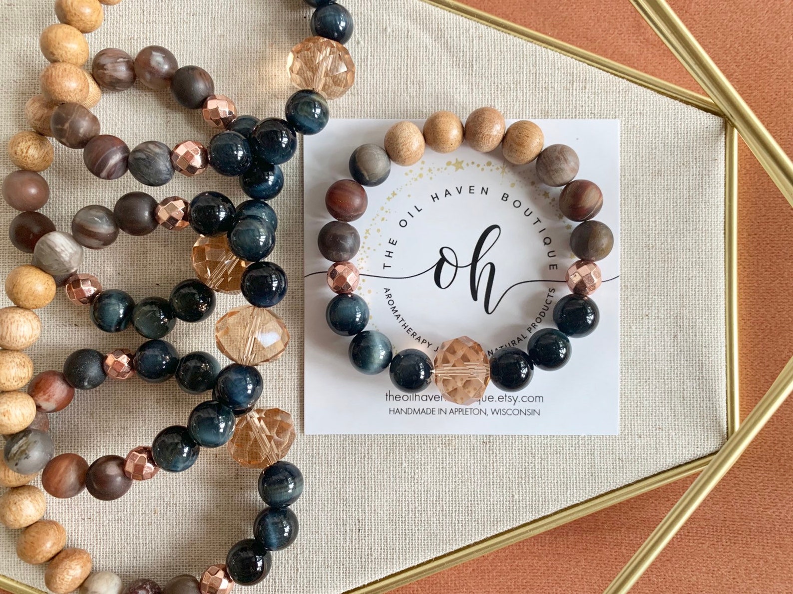 Peach Bling Diffuser Bracelet ~ Essential Oil ~ Aromatherapy ~ Blue ...