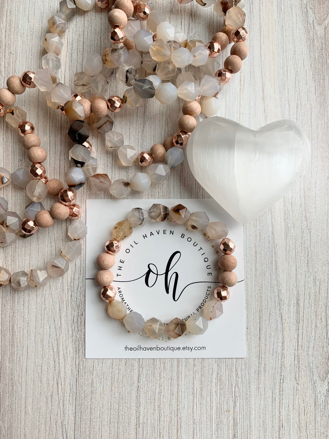 Agate Gemstone Diffuser Bracelet ~ Aromatherapy ~ Rose Gold ~ Essential ...