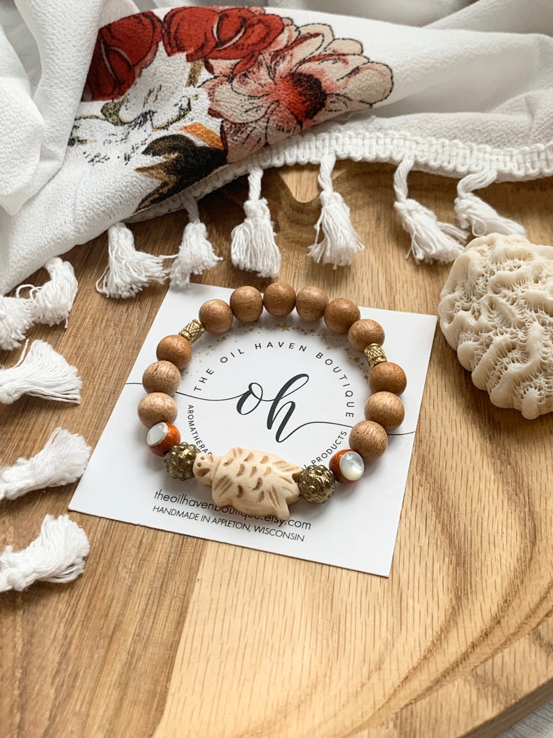 Sea Turtle Bone Bead Bracelet | Mother of Pearl Inlay Diffuser - Etsy