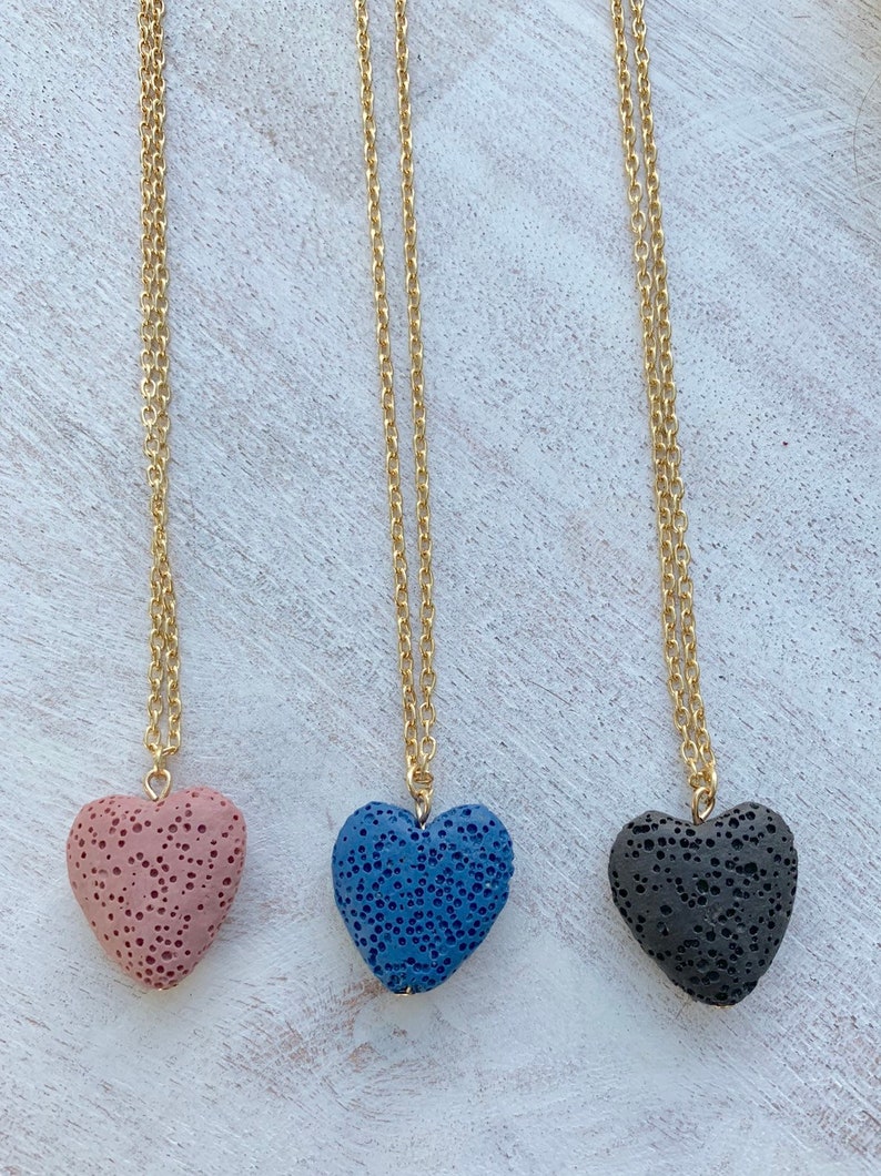 Lava Heart Pendant Necklace on Silver or Gold Chain Diffuser | Etsy