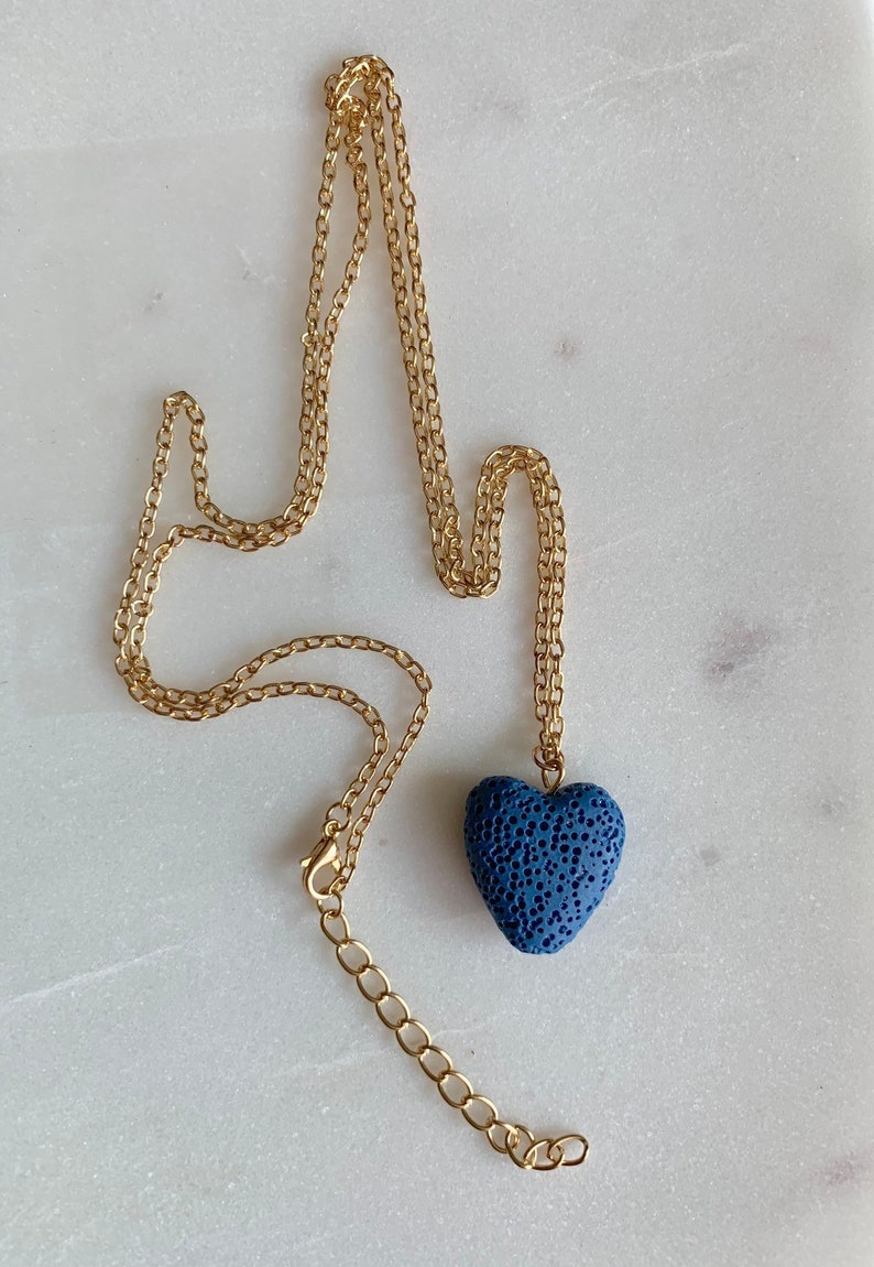 Lava Heart Pendant Necklace on Silver or Gold Chain Diffuser | Etsy