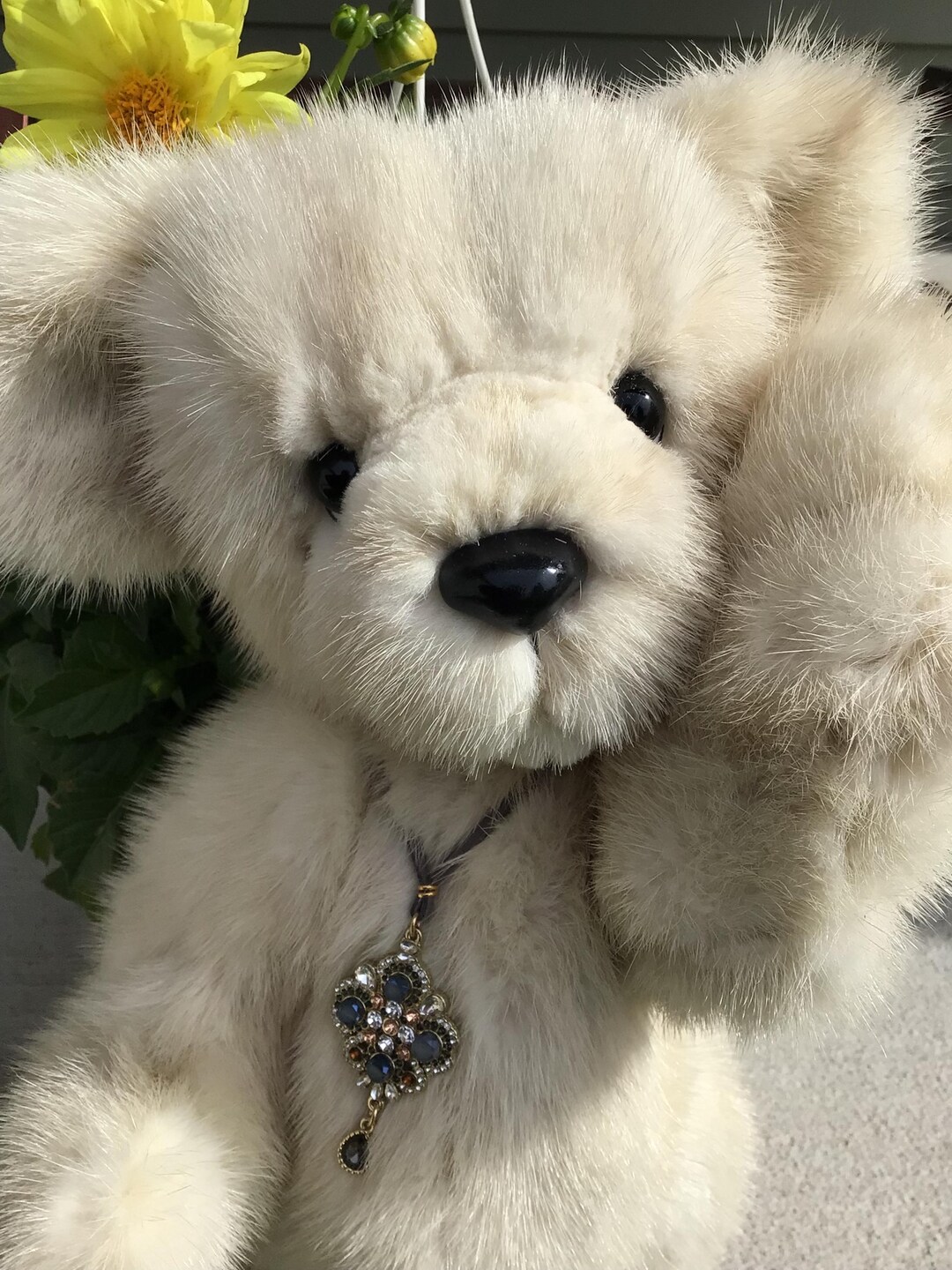 Large Creamy White Real Mink Teddy Bear - Etsy