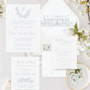 Envelope Liners With Venue Drawing Wedding Invitations, Custom Envelope ...