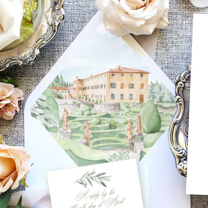 Venue Illustration Invite Custom Wedding Venue Invitation - Etsy