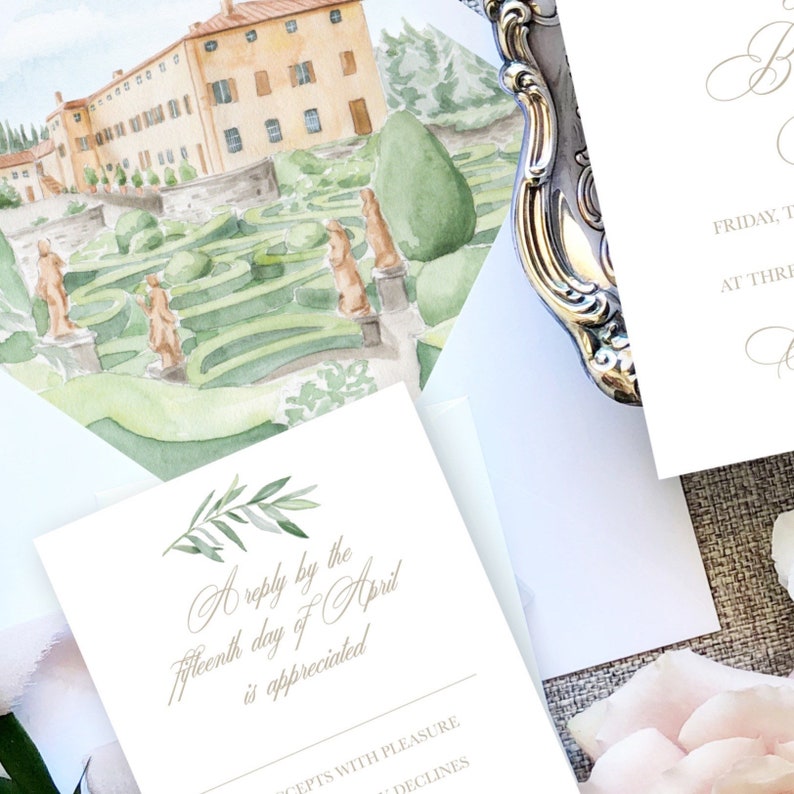 Venue Illustration Invite Custom Wedding Venue Invitation - Etsy