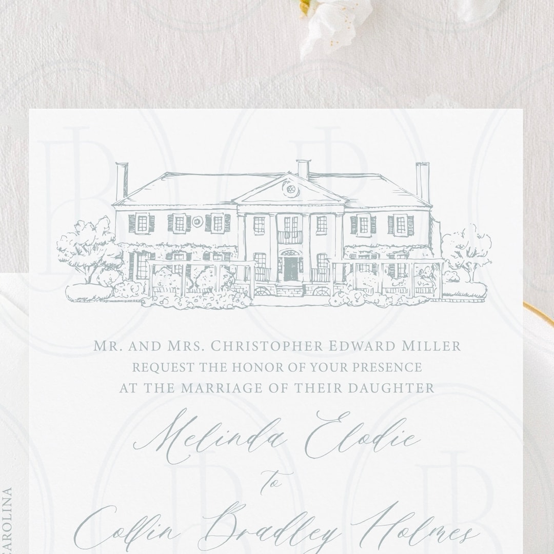 Custom Venue Illustration Invitation, Venue Sketch Invite, Venue Line ...