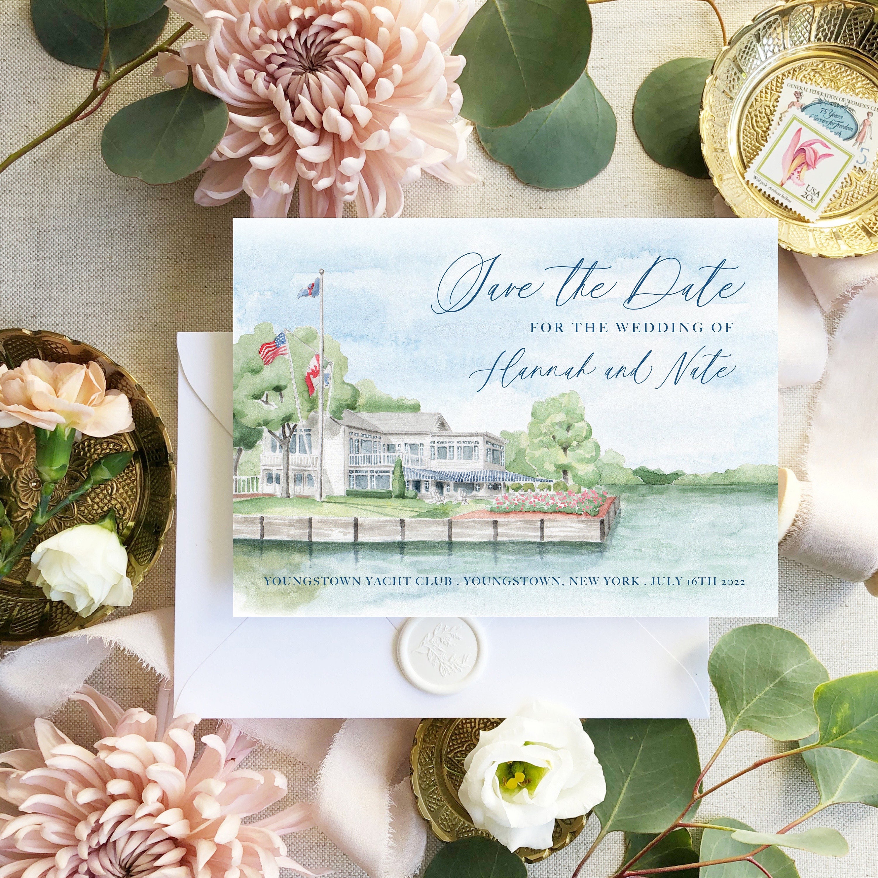 Watercolor Save the Date Save the Date Venue Illustration - Etsy