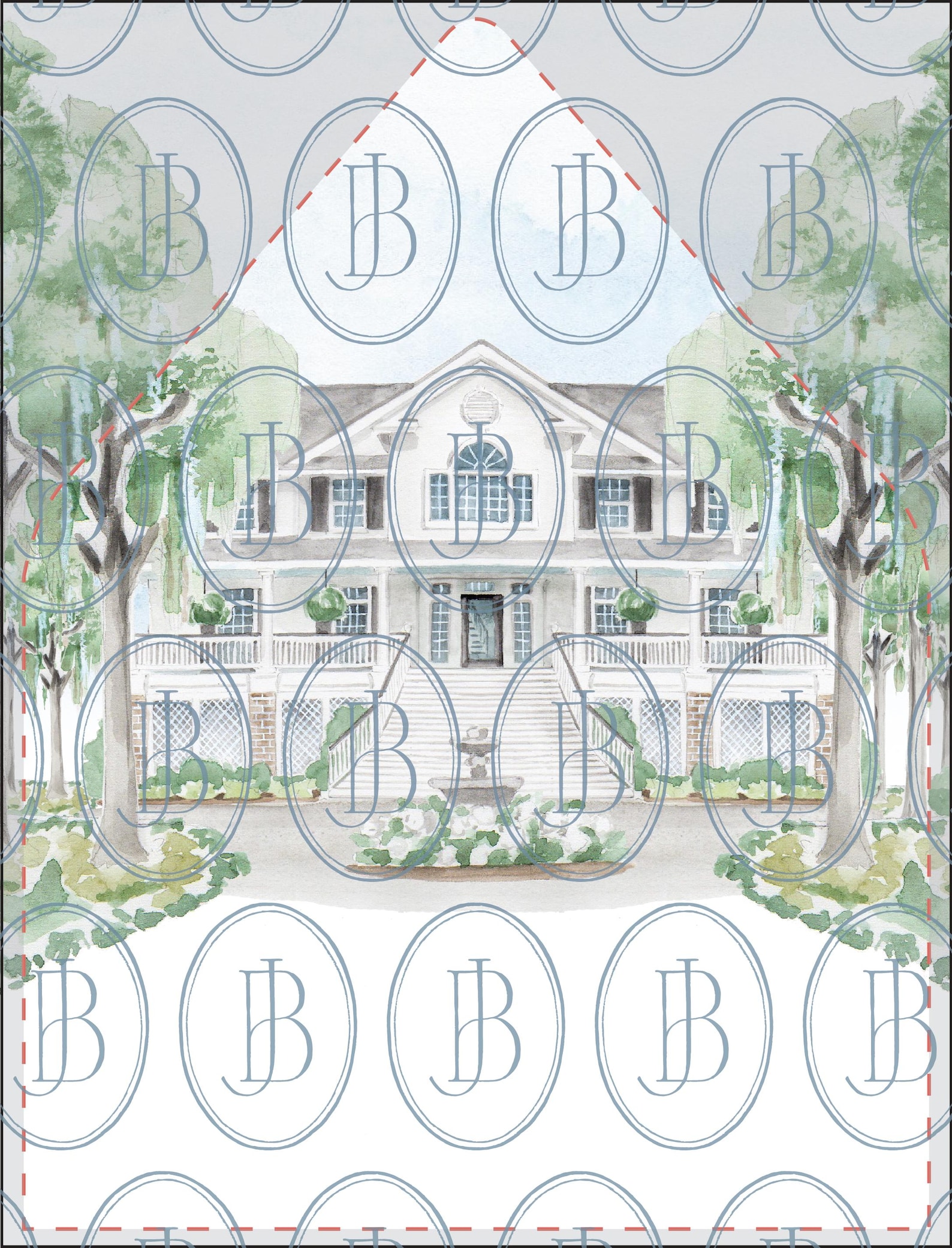 Mackey House Watercolor Venue Liner: Savannah Wedding Invitation ...
