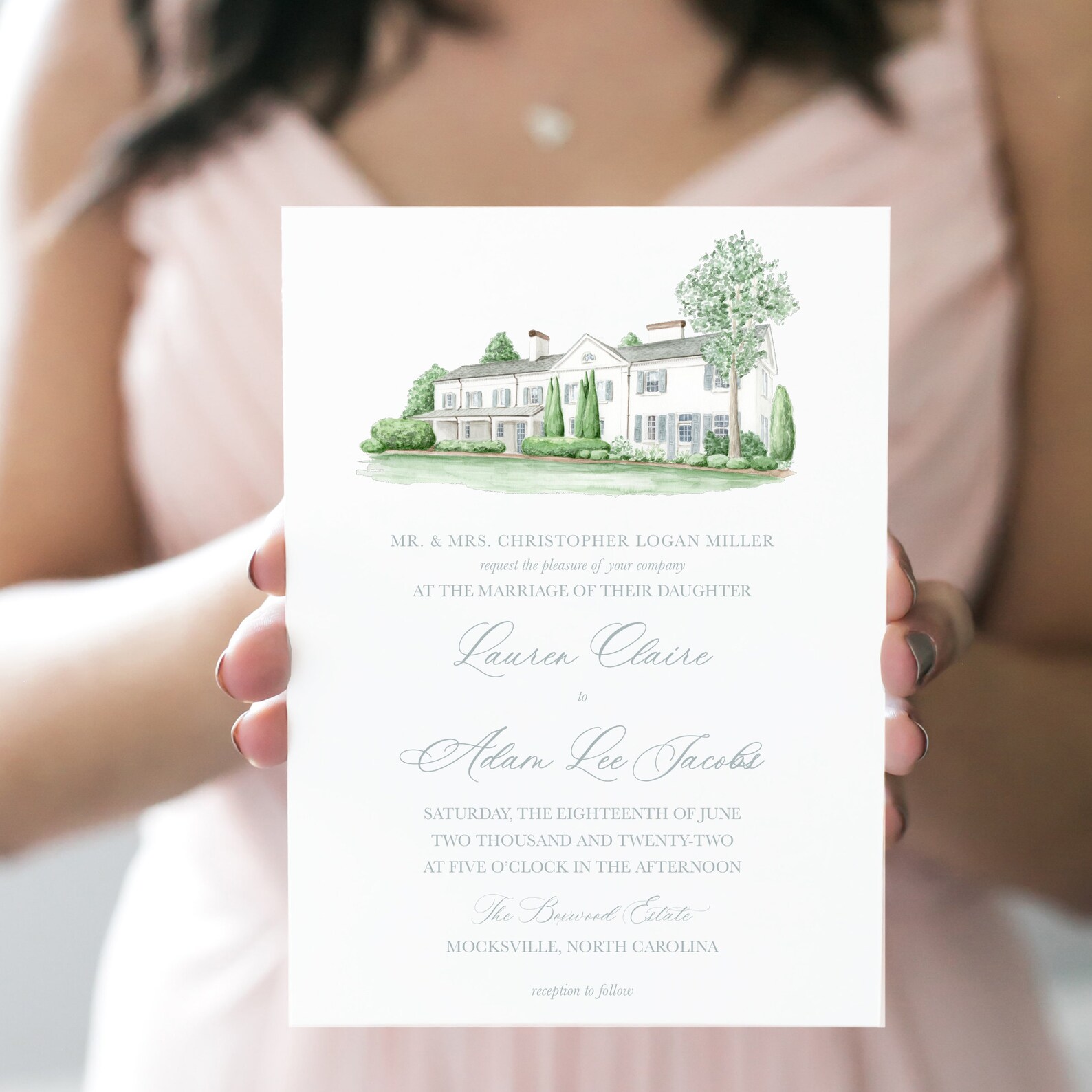 Printed Watercolor Wedding Venue Invitation Custom Watercolor | Etsy